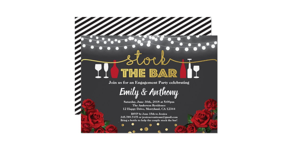 Stock the bar invitation Red black and gold white | Zazzle.com
