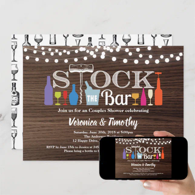 Stock the bar invitation rustic wood Invitation | Zazzle