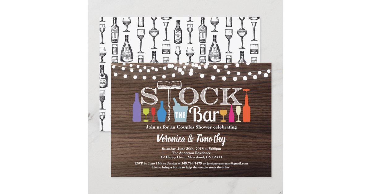 Stock the bar invitation rustic wood Invitation | Zazzle