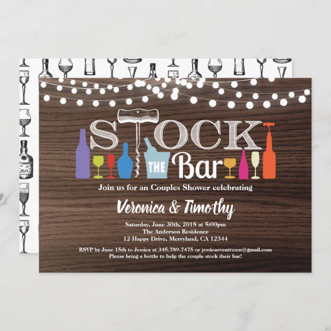 Stock the bar invitation rustic wood Invitation | Zazzle