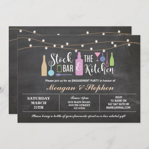Stock The Bar & Kitchen Engagement Party Couples Invitation | Zazzle