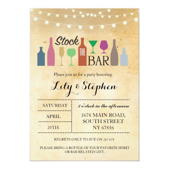 Stock The Bar Lights Party Engagement Invitation | Zazzle.com