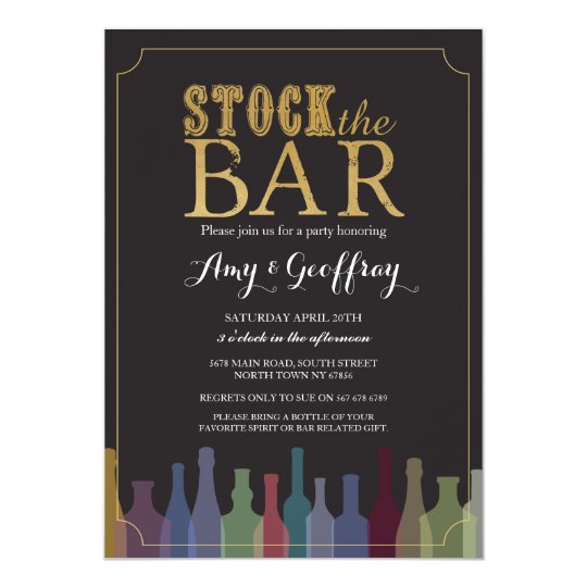 Stock The Bar Party Engagement Bottles Invite | Zazzle.com
