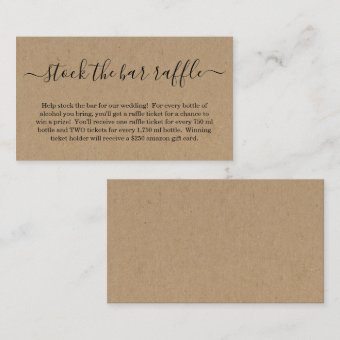 Stock the Bar Raffle Card Bridal Shower Invitation | Zazzle