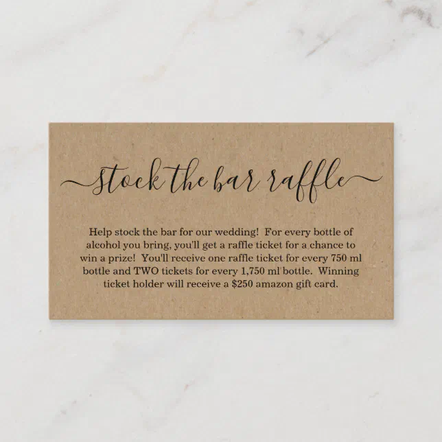 Stock the Bar Raffle Card Bridal Shower Invitation | Zazzle