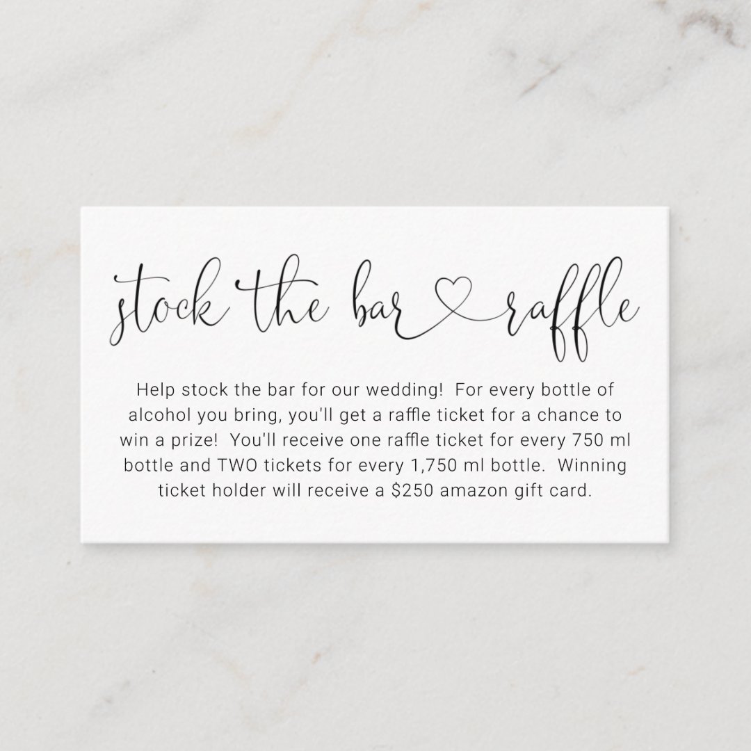 Stock the Bar Raffle Card Bridal Shower Invitation | Zazzle