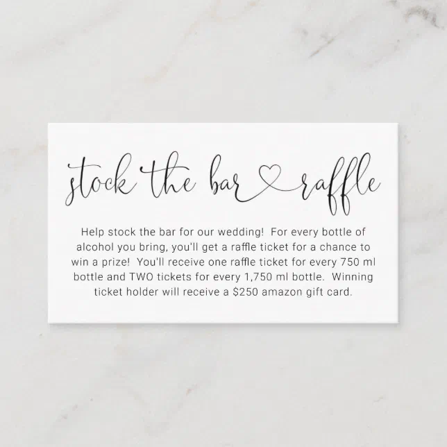 Stock the Bar Raffle Card Bridal Shower Invitation | Zazzle
