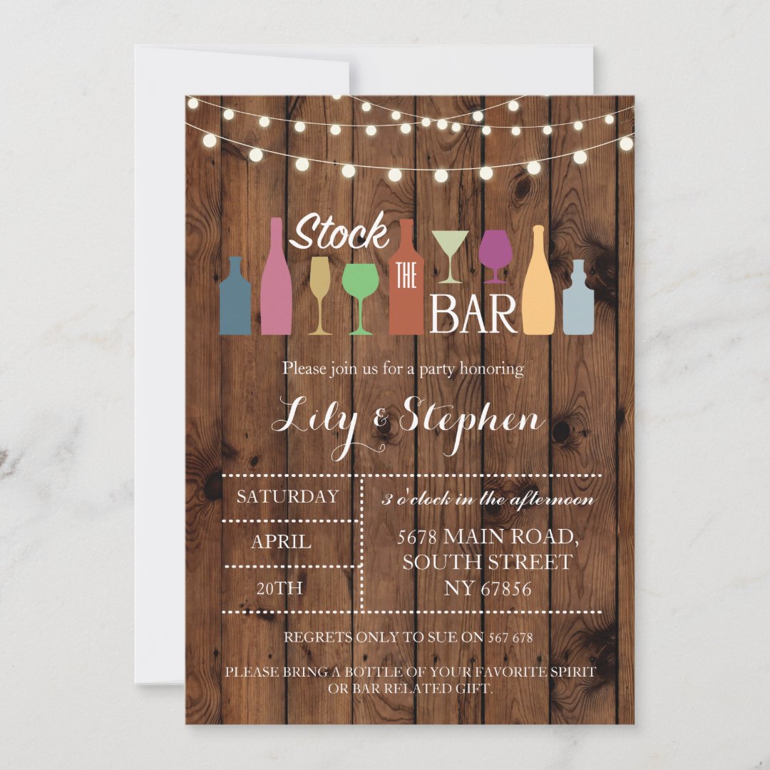 Stock The Bar Rustic Party Engagement Invitation | Zazzle