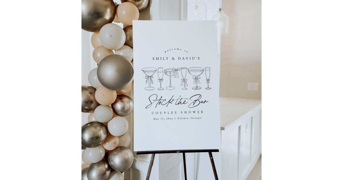 Stock The Bar Shower Couples Shower Welcome Sign | Zazzle