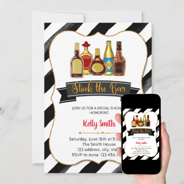 Stock the bar shower party invitation | Zazzle