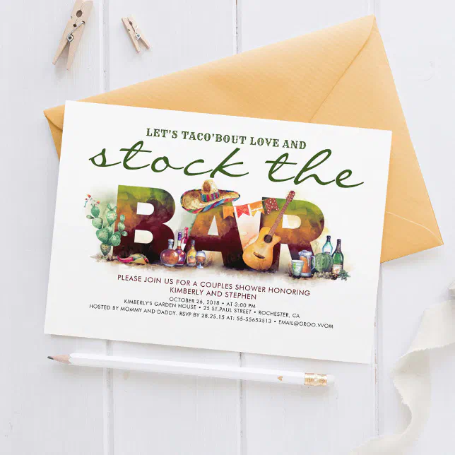 Stock the Bar Taco Fiesta Party Invitations | Zazzle