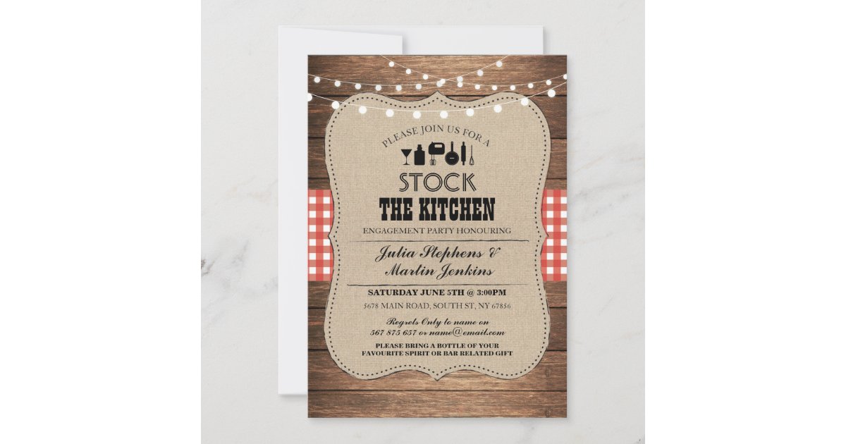 Stock The Kitchen Bar Party Engagement Invitation | Zazzle
