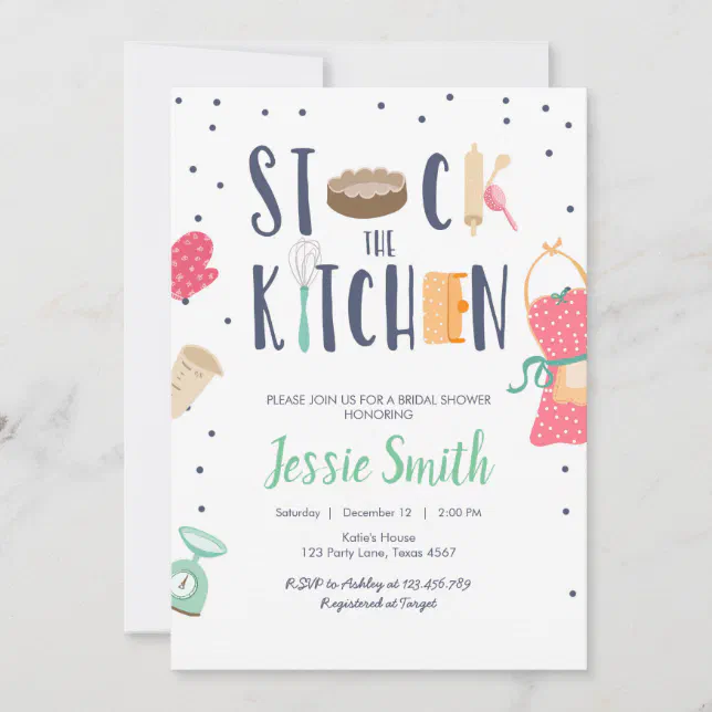 Stock the Kitchen Bridal Shower Cooking Baking Invitation | Zazzle