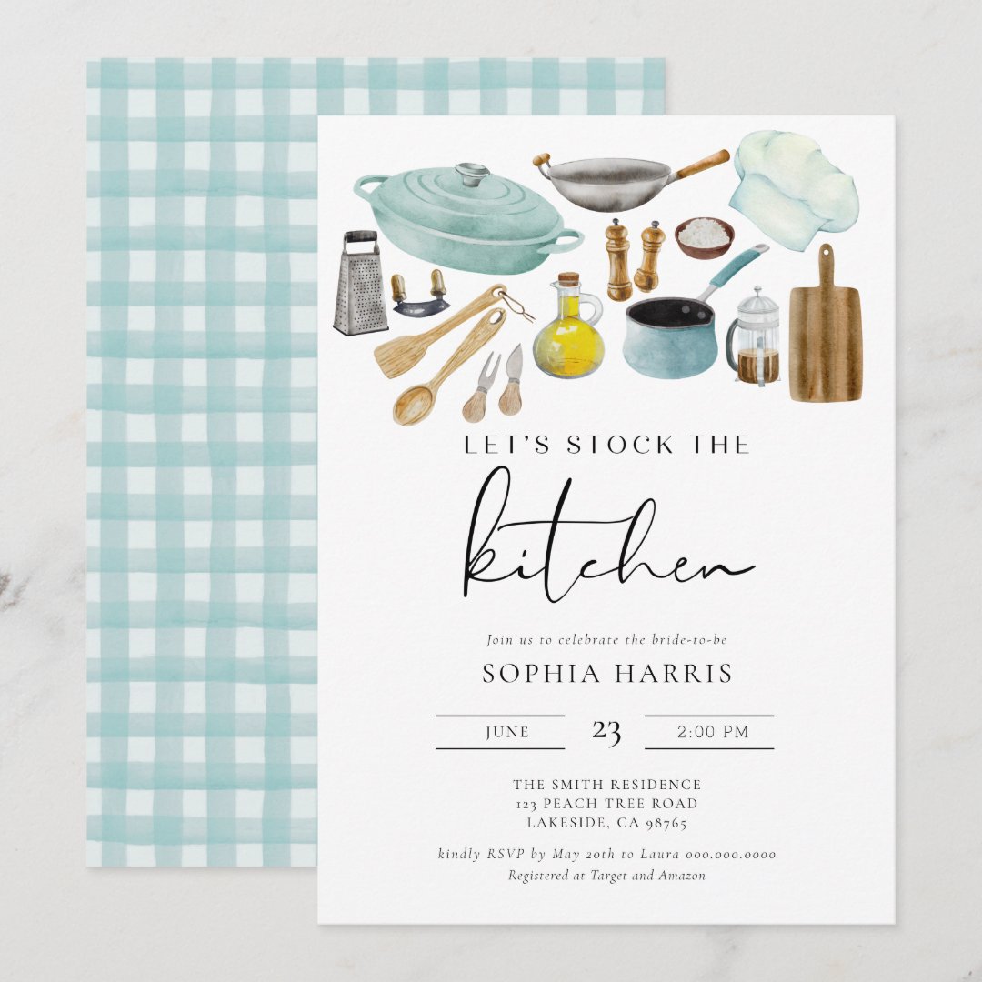 Stock The Kitchen Cooking Bridal Shower Invitation | Zazzle