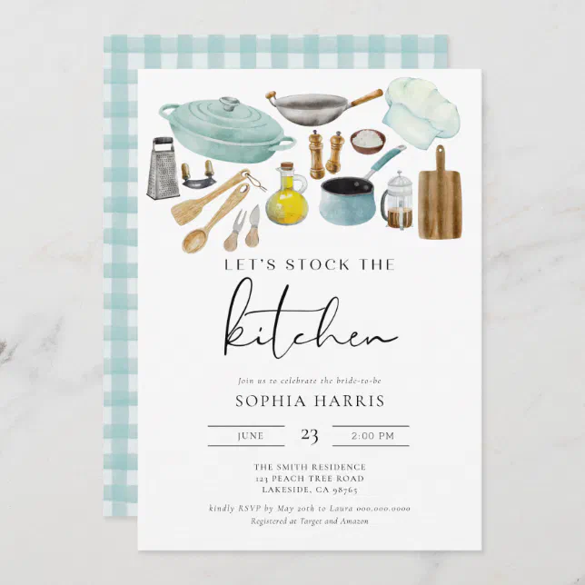 Stock The Kitchen Cooking Bridal Shower Invitation | Zazzle
