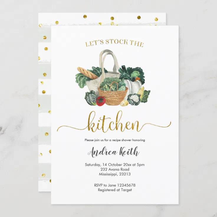 Stock the Kitchen Garden Recipe Shower Invitation | Zazzle