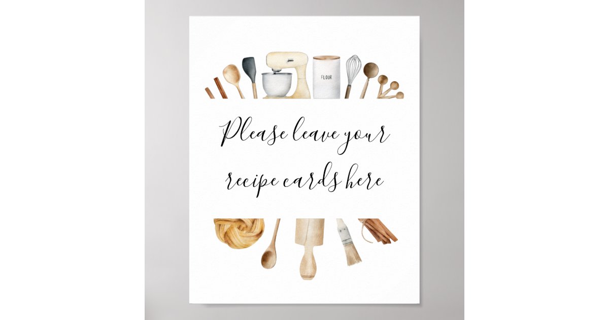 Stock the Kitchen Leave Your Recipe Cards Here Poster | Zazzle