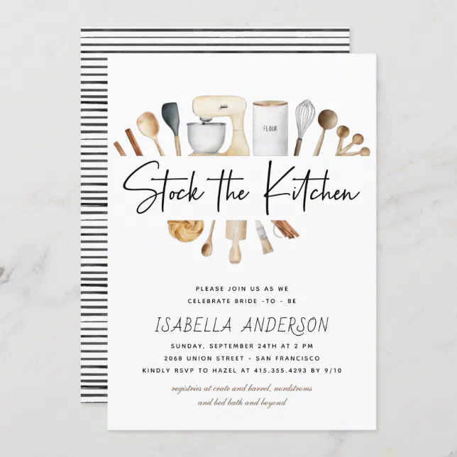 Stock the Kitchen Pantry Boho Bridal Shower Invitation | Zazzle