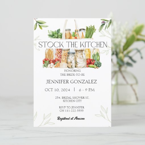 Stock the Kitchen Pantry Cooking Bridal Shower Invitation | Zazzle