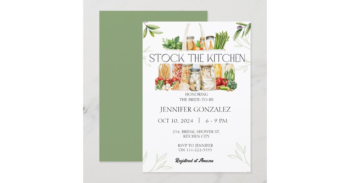 Stock the Kitchen Pantry Cooking Bridal Shower Invitation | Zazzle