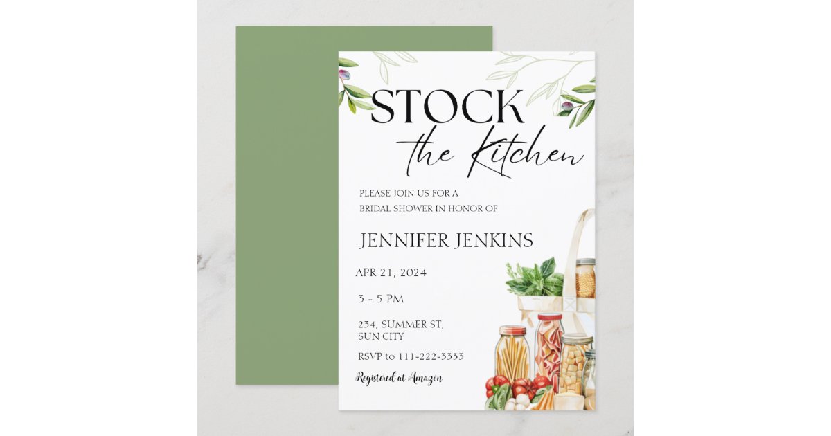 Stock the Kitchen Pantry Cooking Bridal Shower Invitation | Zazzle