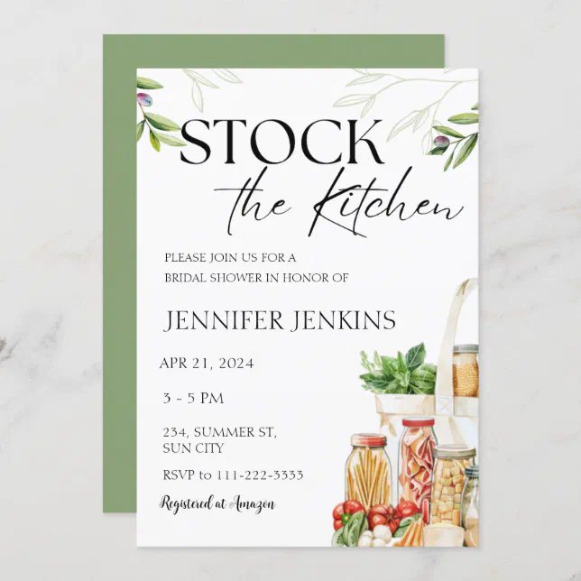Stock the Kitchen Pantry Cooking Bridal Shower Invitation | Zazzle