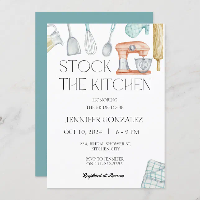 Stock the Kitchen Pantry Cooking Bridal Shower Invitation | Zazzle