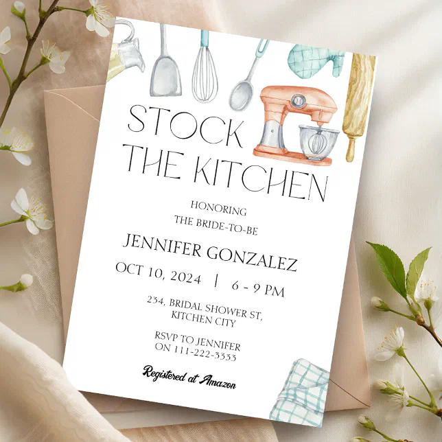 Stock the Kitchen Pantry Cooking Bridal Shower Invitation | Zazzle