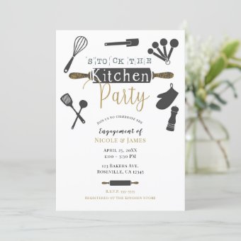 Stock the Kitchen Party Shower Modern Minimal Invitation | Zazzle