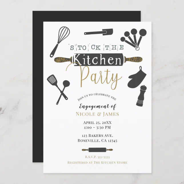 Stock the Kitchen Party Shower Modern Minimal Invitation | Zazzle