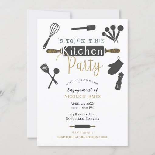 Stock the Kitchen Party Shower Modern Minimal Invitation | Zazzle