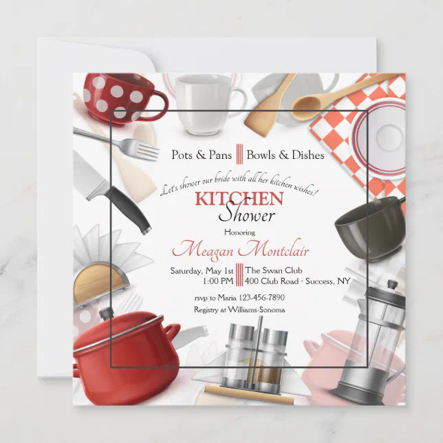 Stock the Kitchen Square Bridal Shower Invitation | Zazzle