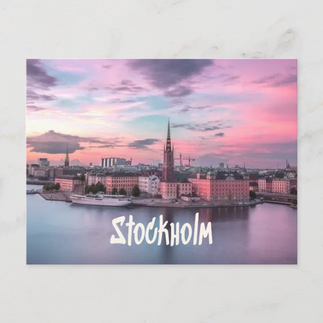 Stockholm Capital of Sweden Night Skyline Postcard | Zazzle