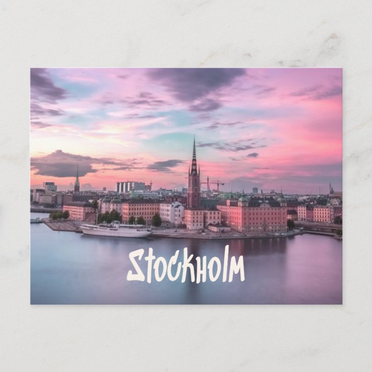 Stockholm Capital of Sweden Night Skyline Postcard | Zazzle