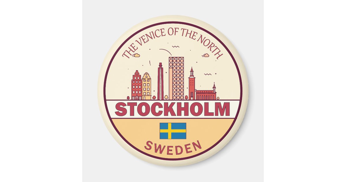 Stockholm Sweden City Skyline Emblem Magnet | Zazzle