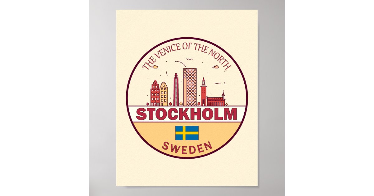Stockholm Sweden City Skyline Emblem Poster | Zazzle