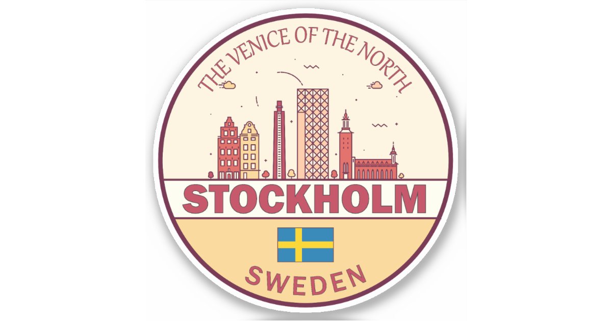 Stockholm Sweden City Skyline Emblem Sticker | Zazzle