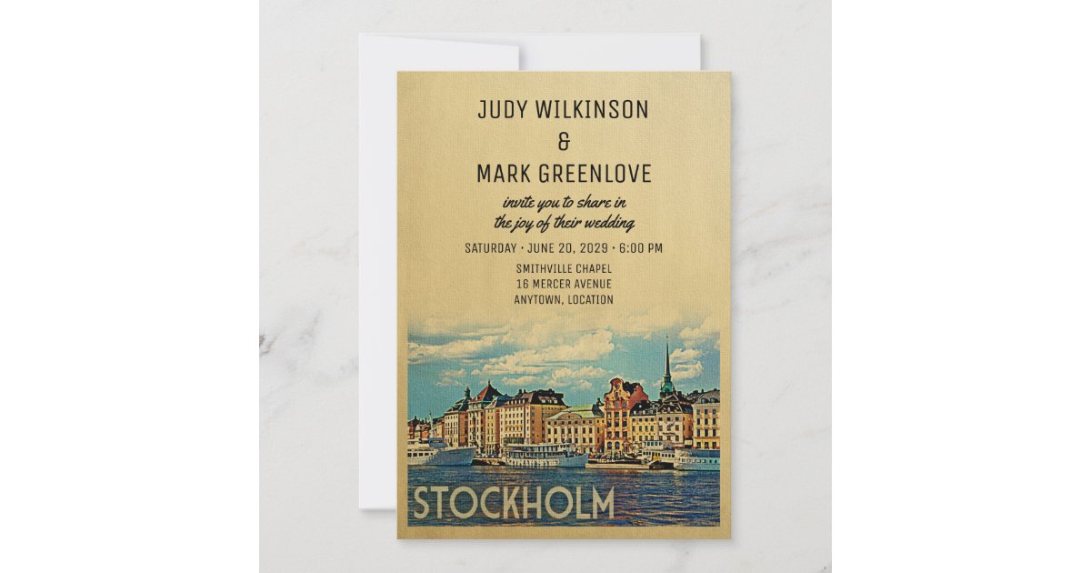 Stockholm Wedding Invitation Sweden | Zazzle