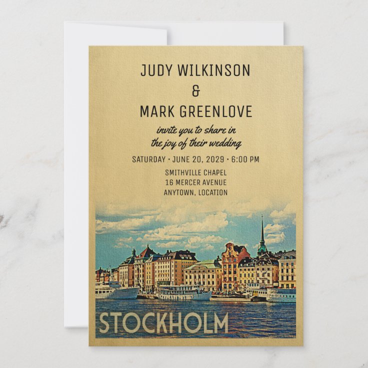 Stockholm Wedding Invitation Sweden | Zazzle