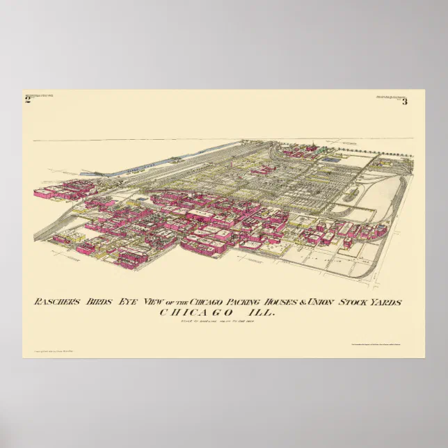 Stockyards Chicago, IL Panoramic Map - 1890 Poster | Zazzle
