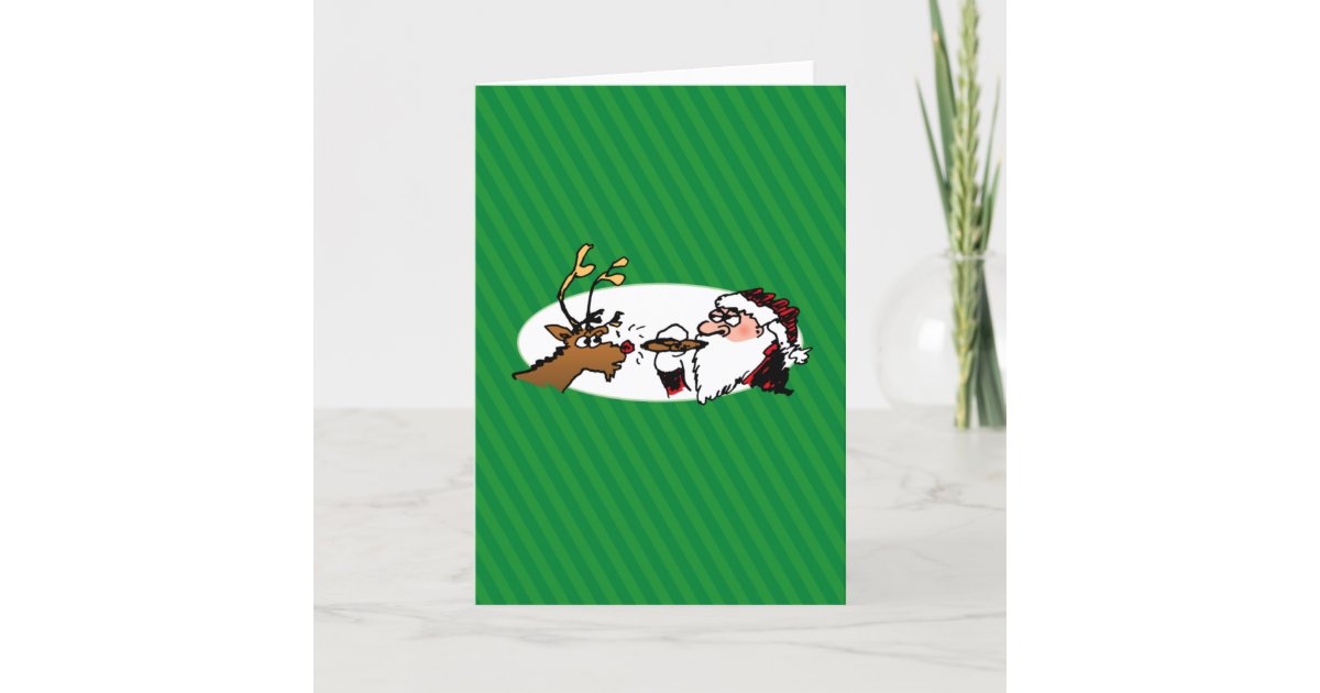 Stogie Santa Funny Cartoon Holiday Card | Zazzle