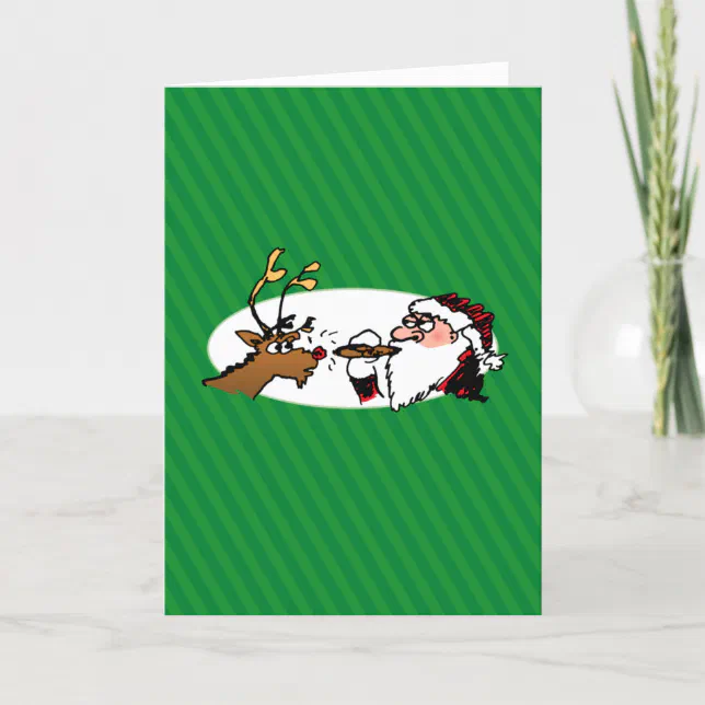 Stogie Santa Funny Cartoon Holiday Card | Zazzle