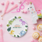 Stomp Chomp Roar Dinosaur Birthday Party Paper Plates | Zazzle