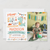 Stomp, Chomp & Roar Dinosaur Birthday Photo Invitation | Zazzle