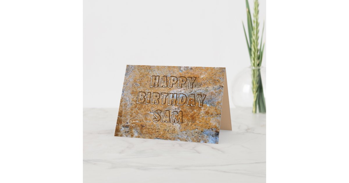 Stone Age Happy Birthday Sam Card | Zazzle
