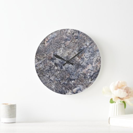 Stone Background - Gray Slate Rock Template Large Clock | Zazzle