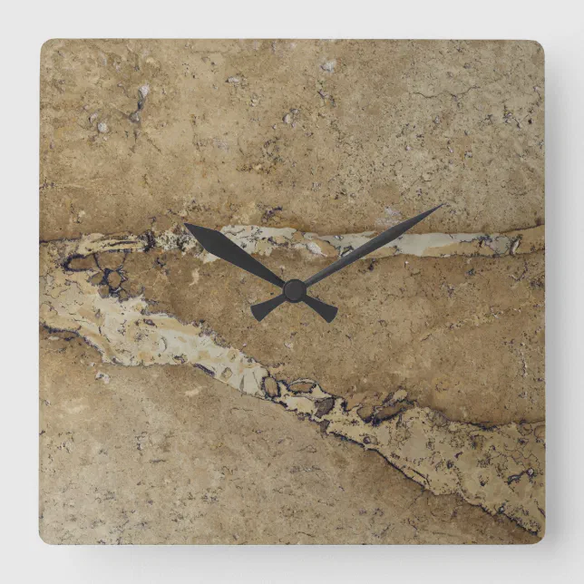 Stone Background - Marble Travertine Rock Template Square Wall Clock ...