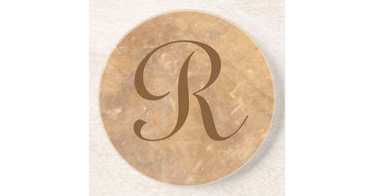 Stone Background Monogram Coaster | Zazzle