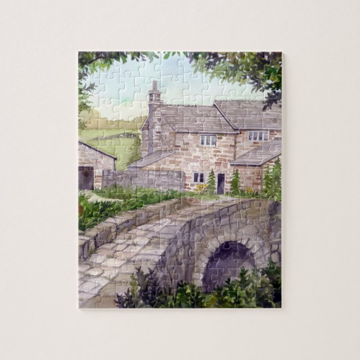 Stone Bridge Watercolor Painting Jigsaw Puzzle | Zazzle