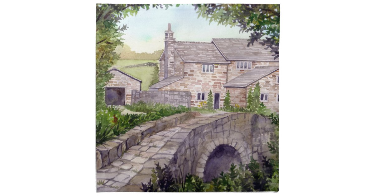 Stone Bridge Watercolor Painting Napkin | Zazzle